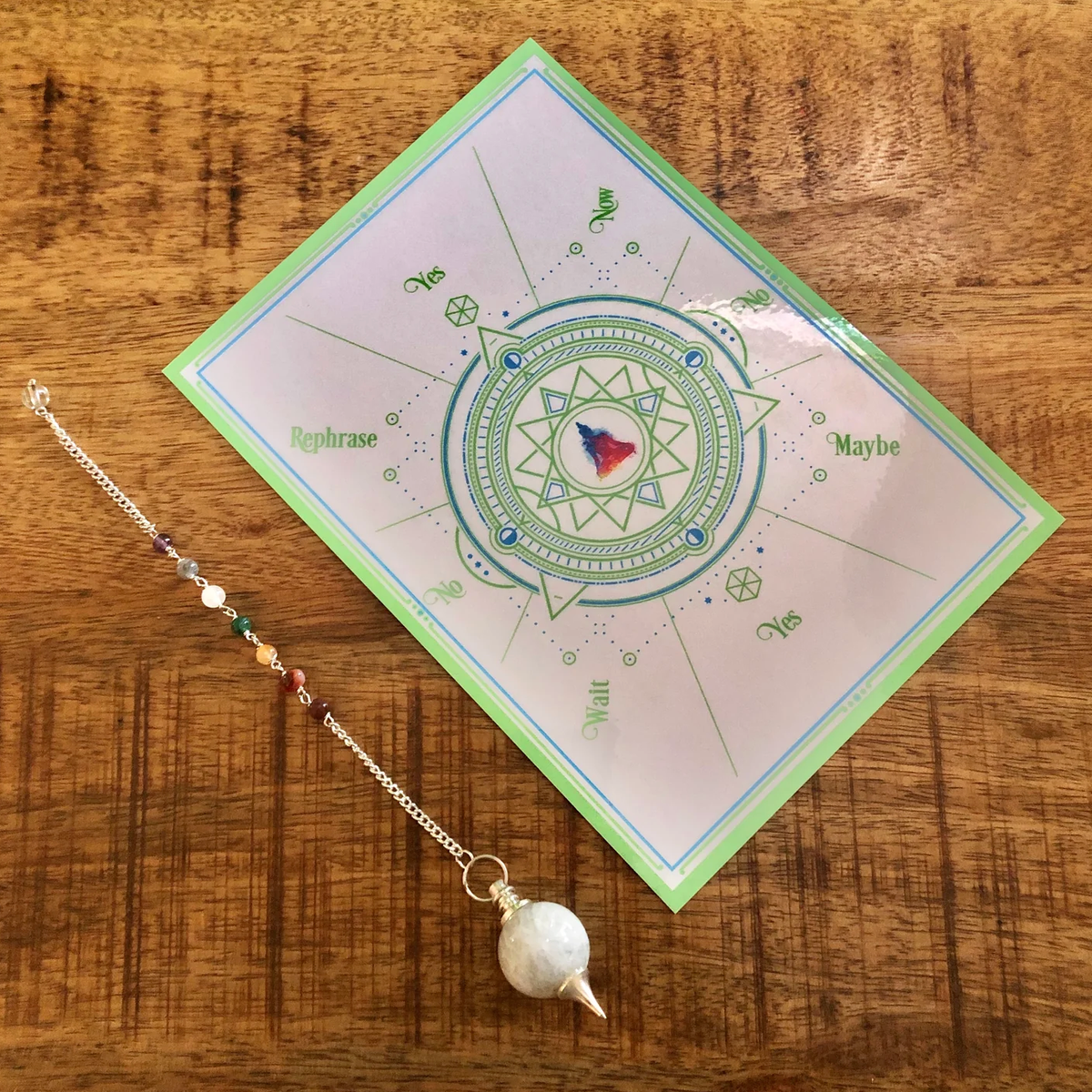 Chakra Moonstone Pendulum w/ Pendulum Card – The Ancient Moon